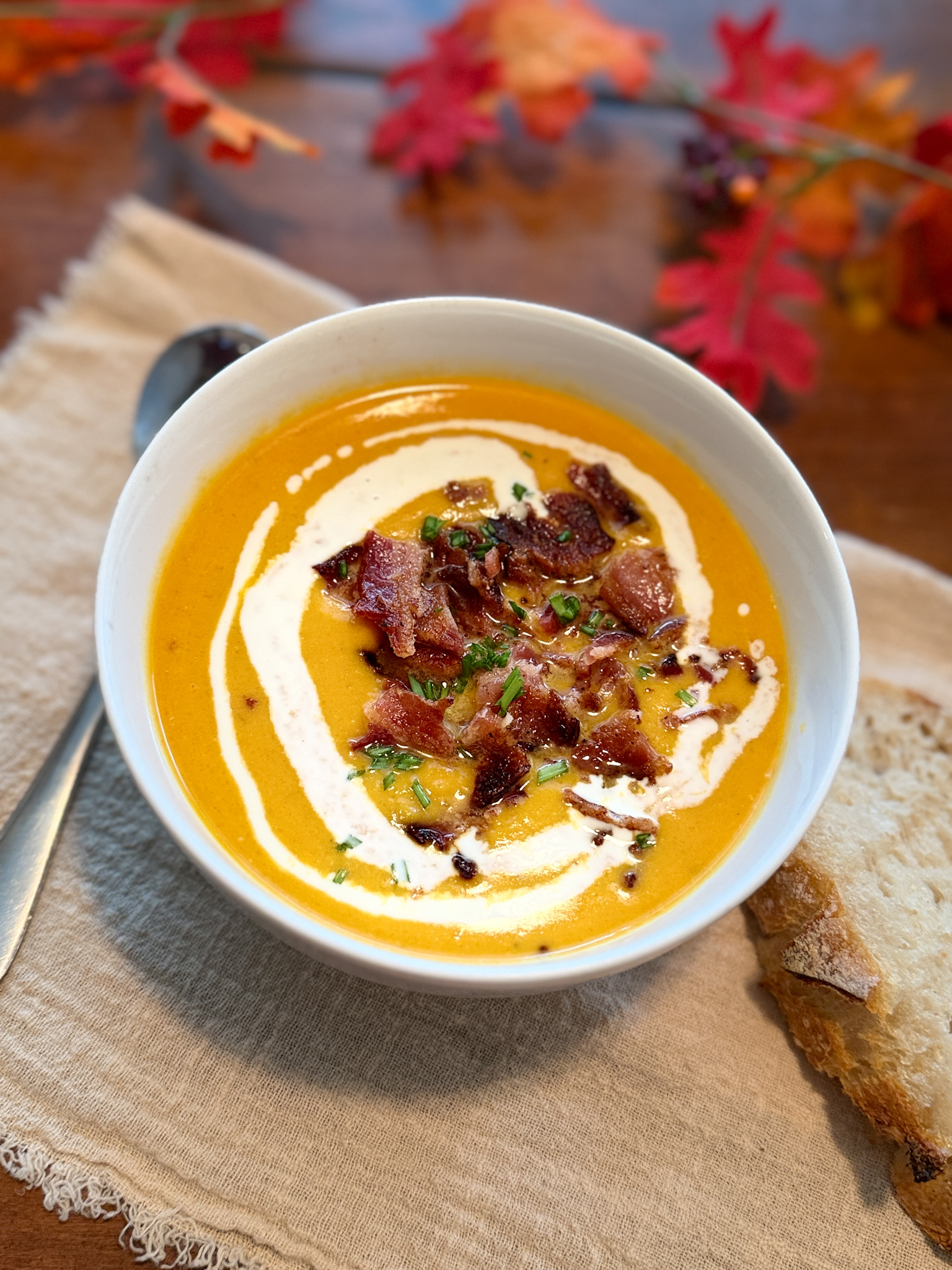 🍂 Creamy Butternut Squash Soup with Bacon: Our Family’s First Taste of ...
